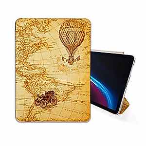 Cute World Map Vintage case Compatible with iPad Mini Air Pro 7.9 8.3 9.7 10.2 10.9 11 12.9 inch Pattern Cover New 2022 2021 Trifold Stand 3 4 5 6 7 8 9 Generation 403 (12.9 Pro 3/4/5 gen)