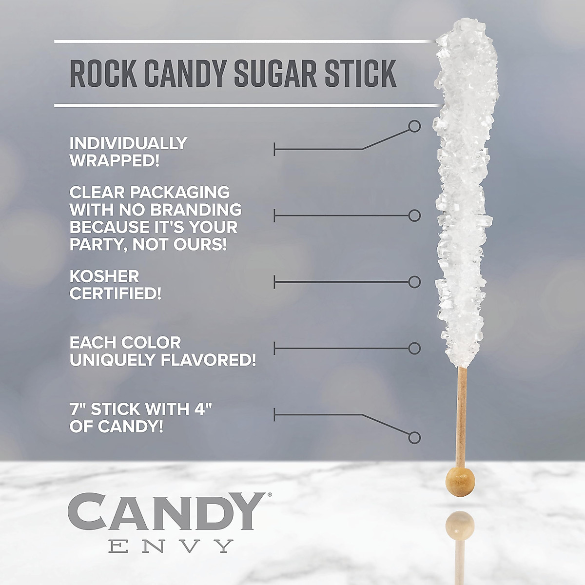 Candy Envy - Halloween Rock Candy Sugar Sticks - 10 Indiv. Wrapped - Black & Orange