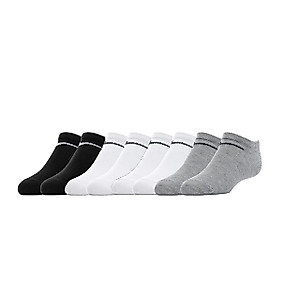 Nike Kids Unisex 8-Pack Lightweight No-Show Socks - Black/White/Grey - 5-7 yrs (10C-3Y)