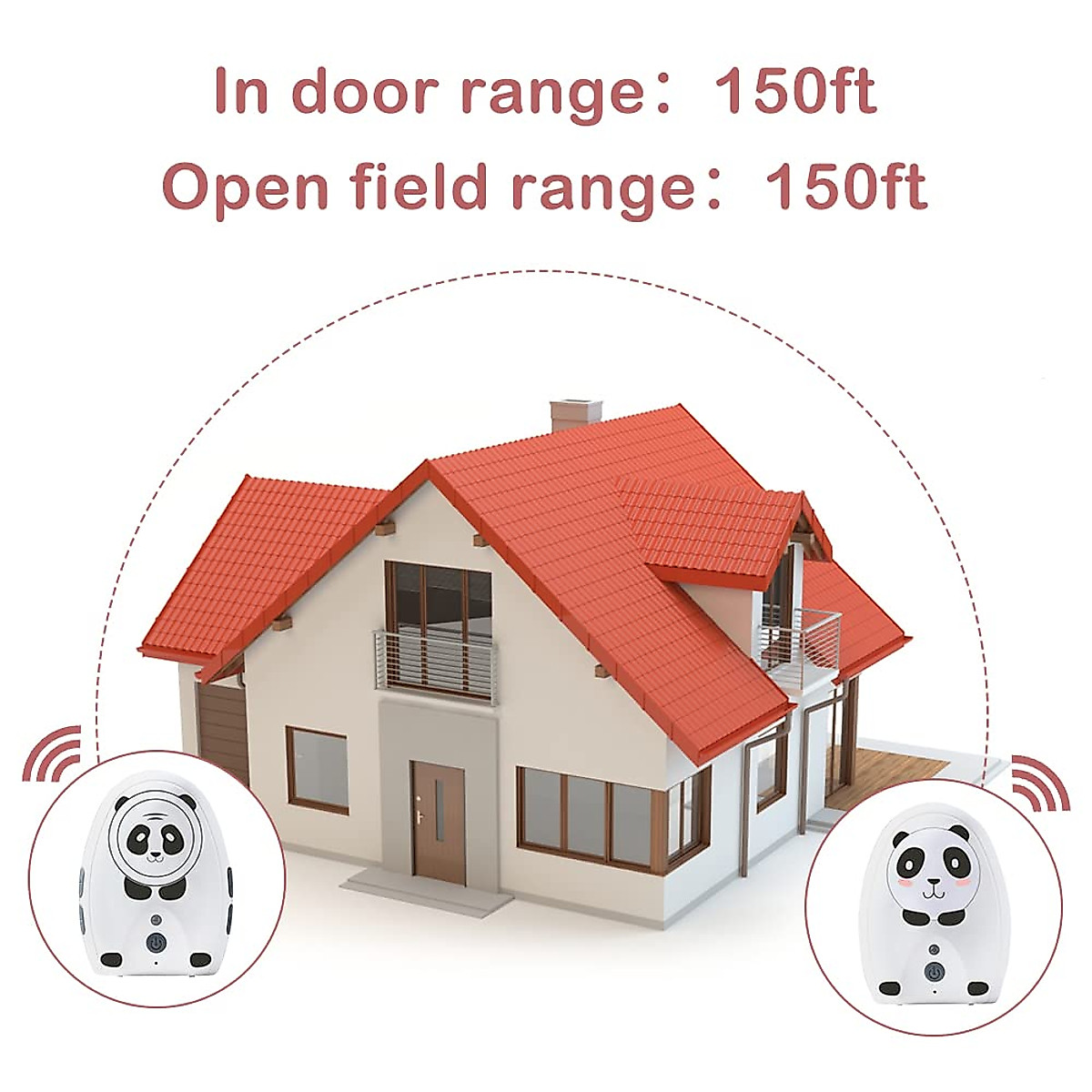 TimeFlys Audio Baby Monitor Digital Focus Panda Baby Monitor Two Way Talk Rechargeable Battery 1000 Feet Long Range USB Connection Paging Night Light Cute