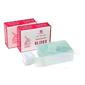 100PCS Transparent Blank Microscope Slides and 100PCS Square Cover Glass Slides (22mm x 22mm)