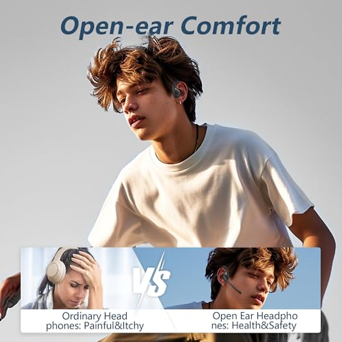 BANIGIPA Bluetooth Headset with Microphone, Wireless Headset w/Noise Canceling Boom Mic, Open Ear Headphones for Phone Laptop PC Computer, Light and Comfortable for Office Meeting Home Working-10 Hrs