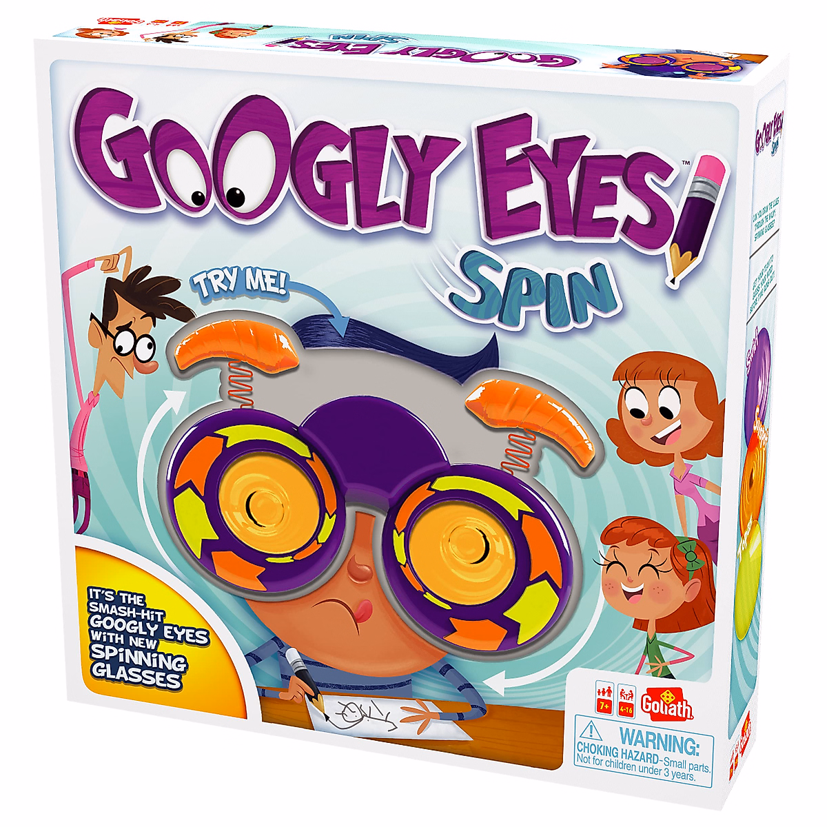 Googly Eyes Spin - The Classic Googly Eyes Family Drawing Game with Crazy, Vision-Altering Spinning Glasses by Goliath, Multi Color