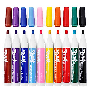 Volcanics Dry Erase Markers Low Odor Chisel Tip Whiteboard Markers Pack of 10,10 Colors