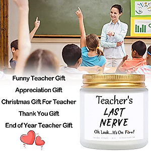 LUCKYBUNNY Teacher's Last Nerve Candles Gifts, 4 Oz Lavender Scented Soy Candles, Teacher Appreciation Gift, Naughty Christmas Gift for Teacher, Funny Thank You Gift from Student