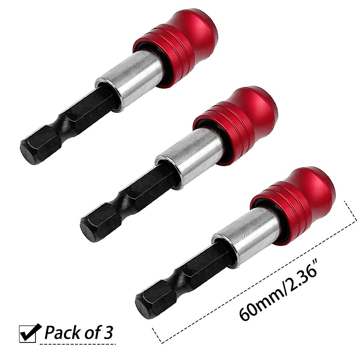 Saipe 3pcs 1/4” Hex Shank Magnetic Screwdriver Bits Holder Quick Release Drill Bit Extension Bar Chuck Adapter Quick Change Socket Screw Driver Drill Bit for Hand-held Drivers or Power Drill, 60mm