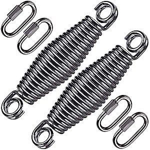 SELEWARE Heavy Duty Swing Springs for Hammock Chair, Porch Swing, Hammock Stands Mount, Innovative Conical Shape & Double Closed Ring Design Up to 400 lbs, w/Locking Carabiners(2 Pack)