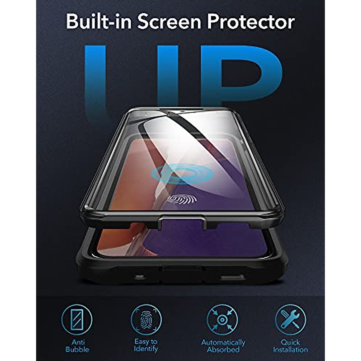YOUMAKER Designed for Samsung Galaxy S20 5G Case with Built-in Screen Protector and Kickstand Shockproof Case Work with Fingerprint ID Military Grade Drop Tested Cover for S20 6.2 inch-Black