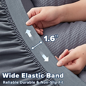 ELVEN HOME King Mattress Pad Extra Thick for Back & Hip Pain Relief, Pillow Top Cooling Mattress Topper Deep Pocket, Hotel Quality Down Alternative Mattress Pad Cover Quilted Fitted, Grey