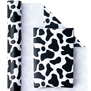 WRAPAHOLIC Wrapping Paper Roll - Mini Roll - 17 Inch X 33 Feet - Cow Prints Design, Perfect for Wedding, Birthday, Holiday, Baby Shower