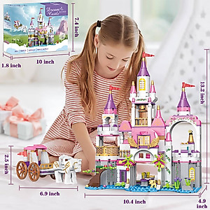 BRICK STORY Dream Girls Princess Castle with Carriage Building Blocks 516 Pieces Pink Castle Toys for Girls 6-12 Years Old Palace Creative STEM Building Toys Gift for Kids Birthday Christmas