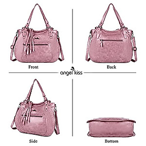 AngelKiss Large Hobo Bags for Women Crossbody Bag Travel Shoulder bag Roomy Multi-functional Vegan Leather Satchel Tote for Ladies