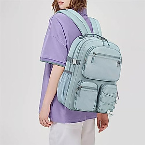 Lohol Water Resistant Daypack with Mulitiple Pockets for Travel Outdoor College, 15.6 inch Laptop Backpack for Men and Women (Grey Blue