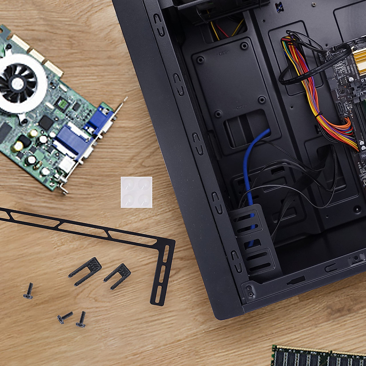 Fstop Labs CloverTale Graphics Card GPU Brace Support, Video Card Sag Holder Bracket, Anodized Aerospace Aluminum (Upgraded Version Black)