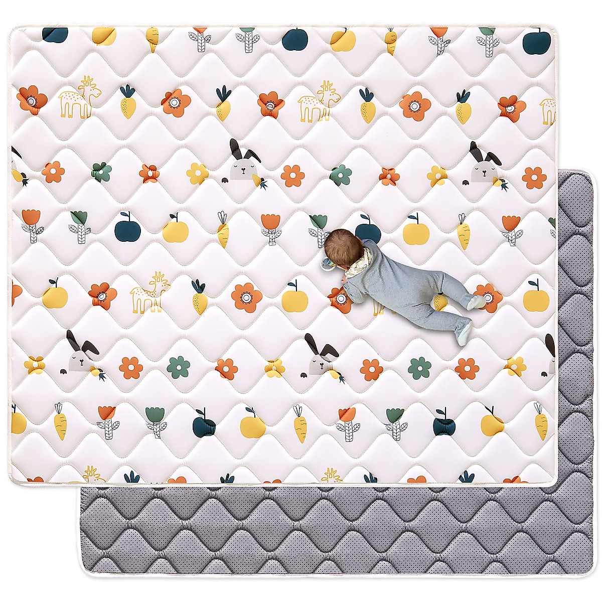 Odorless Premium Foam Baby Play Mat 71" X 59", Extra Large Activity Playmats for Babies,Toddlers, Infants, Soft Thicker Baby Mat for Floor, Play & Tummy Time, Machine Washable for Easy Care