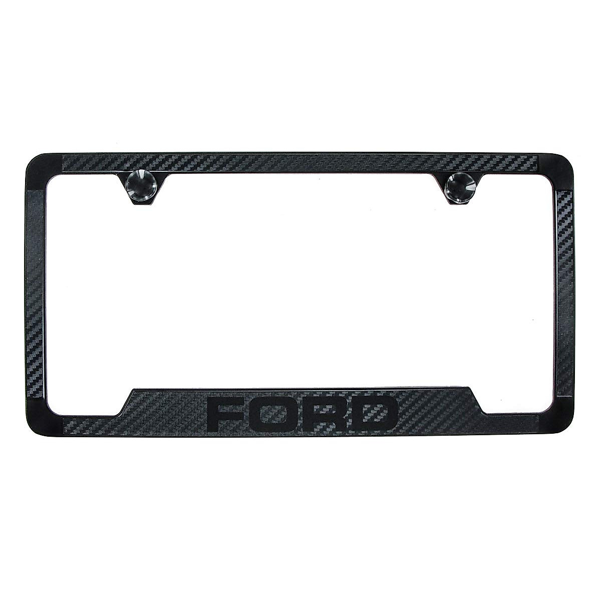 Ford Blacked Out with Carbon Fiber Inlay zinc License Plate Frame 2 Hole
