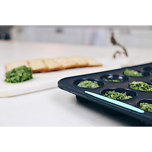 Trudeau Structure Silicone Muffin Pan, 24 Cup Mini, Grey/Mint