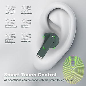 Konnek Stein Wireless Earbuds Bluetooth 5.0 Headphone, Type-C Charging Case 320mAh, Touch Control, Built-in Mic Active Noise Cancelling True Wireless Earbud - Green