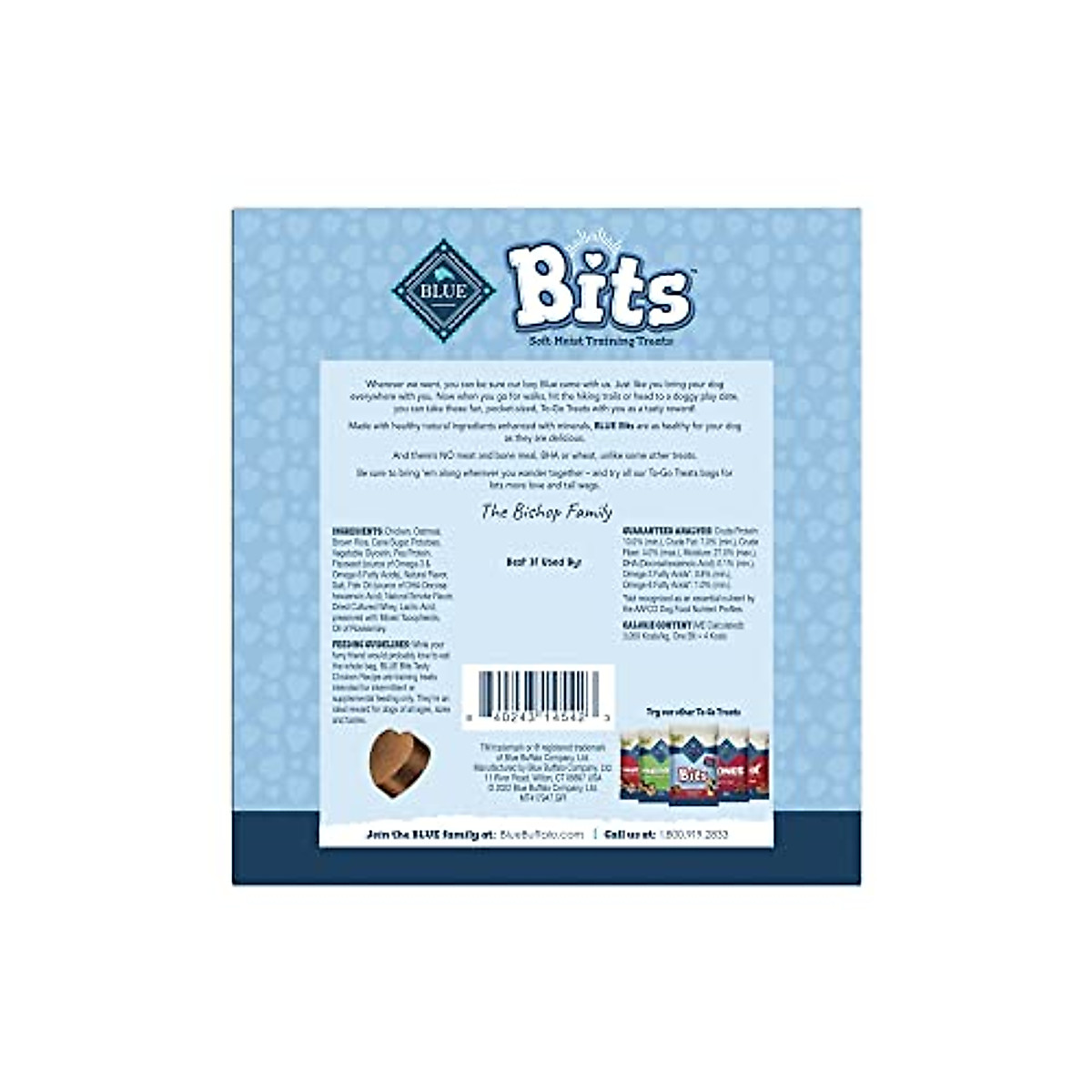 Blue Buffalo BLUE Bits Natural Soft-Moist Training Dog Treats TO-GO, Chicken Recipe 1-oz Bags (Pack of 12)