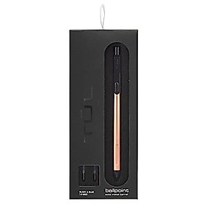 TUL® Fine Writing Solid Metal Barrel Ballpoint Pen With 2 Refills, Medium Point, 1.0 mm, Rose Gold Barrel, Black/Blue In