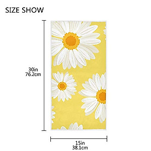 MERRYSUGAR Hand Towel Sunflower Daisy Yellow Soft Highly Absorbent Face Towel Dish Towel Bathroom Towels 30X15 inch Towels for Gym,Yoga,Kitchen and Bath