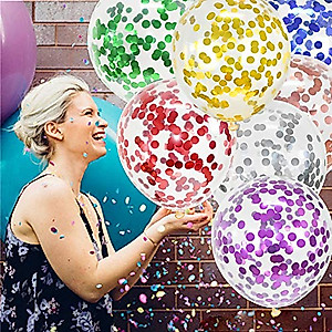 50 Pcs Fun Confetti Balloons Kit,12inch Multicolored Sequins Party Balloons Rich Color Latex Balloons for Kid Birthday Shower Wedding Christmas New Year Decoration