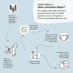 The Honest Company Clean Conscious Diapers | Plant-Based, Sustainable | Dots & Dashes + Multi-Colored Giraffes | Club Box, Size 1 (8-14 lbs), 80 Count