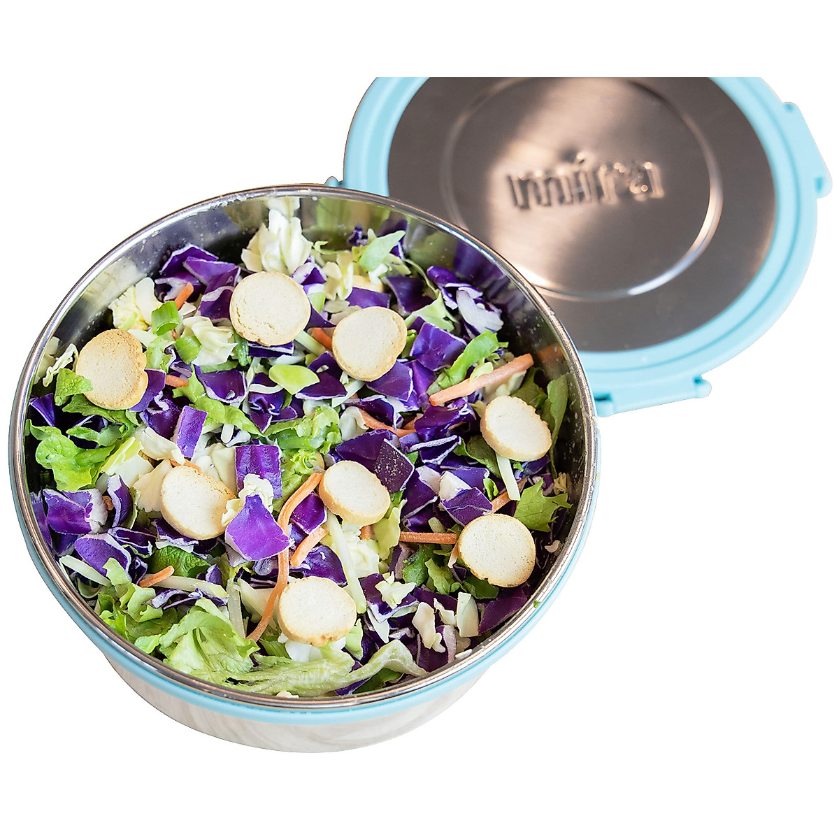 MIRA Stainless Steel Salad Bowl Lunch Container - 6 Cup Salad To Go Bowl, Frost