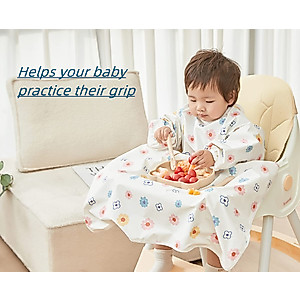 NEHET Coverall Baby Feeding Bibs,Weaning Bibs,Waterproof Long Sleeves Bibs For Baby 6-36 Months Fully Cover Baby & High Chair