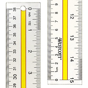 Westcott Acrylic Data Highlight Reading Ruler With Tinted Guide, 15" Clear