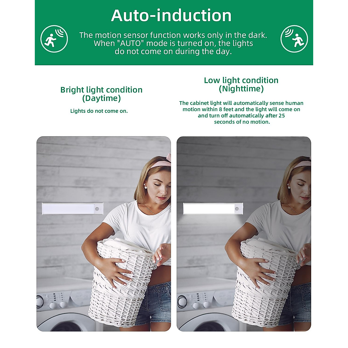 YDX LIGHT Magnetic Under Cabinet Lights,Under Counter Lighting Motion Sensor Wireless Rechargeable Battery Powered Cabinet Lights,6000K Operated Light for Kitchen Wardrobe, Closets, Hallway 3Packs