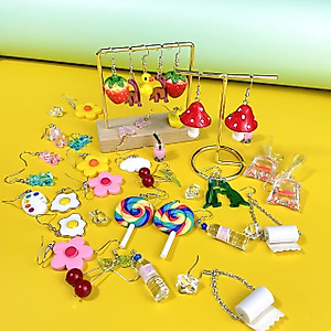 20 Pairs Weird Earrings Funny Earrings Aesthetic Indie Y2k Accessories Cool Fun Cute Funky Alt Novelty Kawaii Quirky Dangly Creative Object Crazy Drop Dangle Earrings for Women