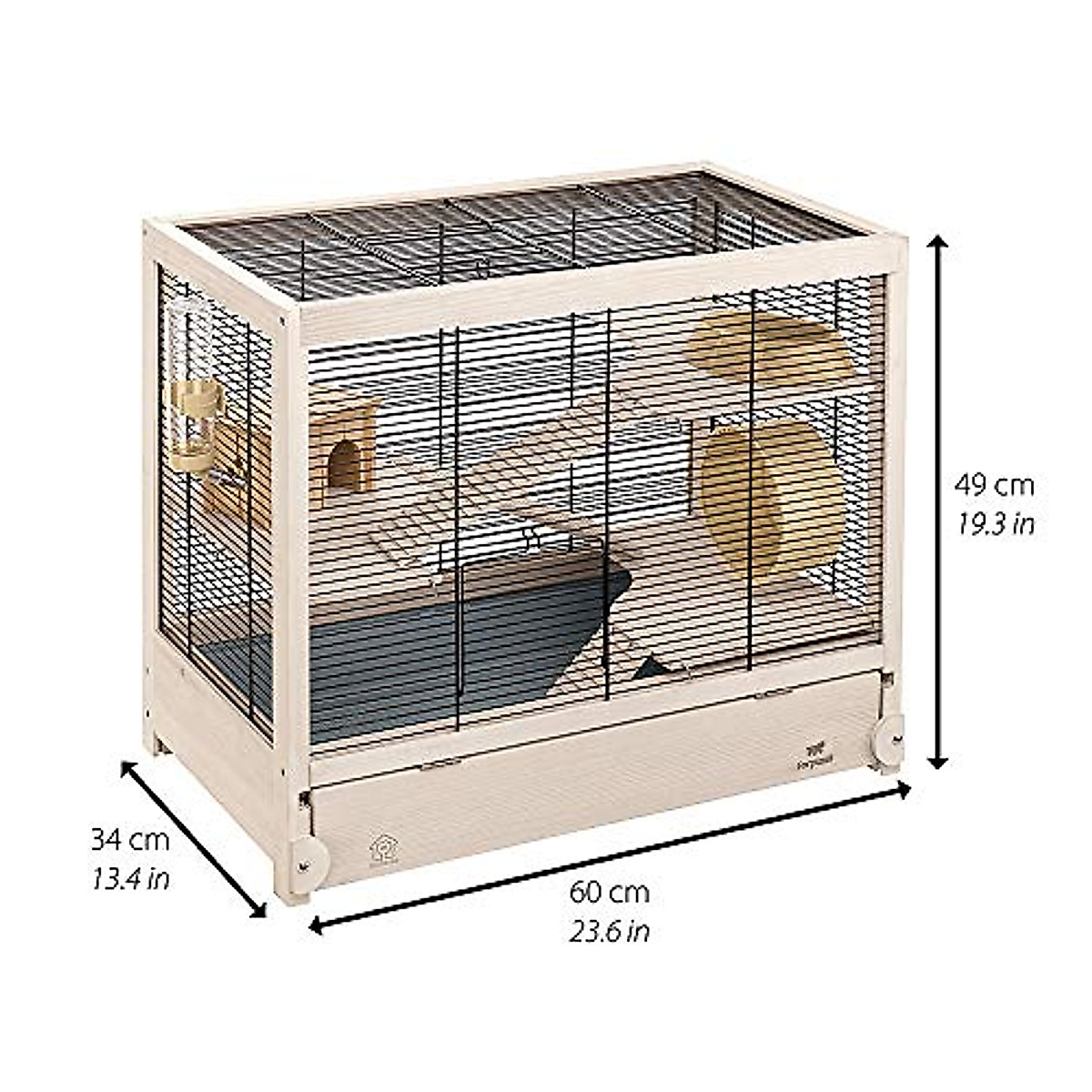 Ferplast HAMSTERVILLE Hamster Habitat Cage, Sturdy Wooden Structure, Black
