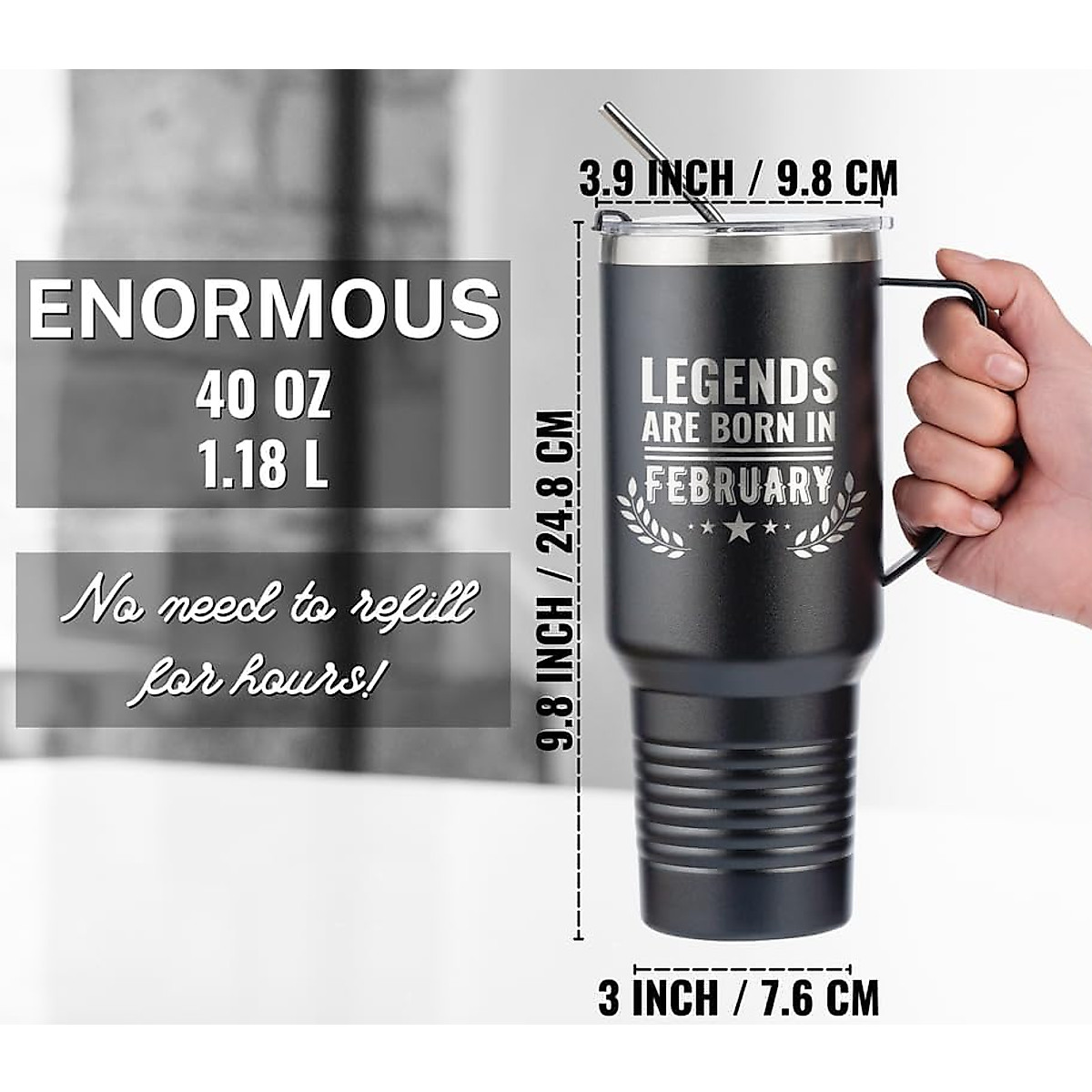 Onebttl Funny Birthday Gifts for Men, Him, 40 oz Tumbler with Handle, Black, Legends are Born in June