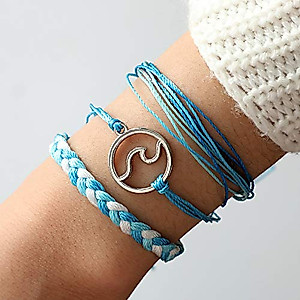 Softones VSCO String Wave Bracelets for Women Girls Handmade Colorful Waterproof Adjustable Braided Beach Bracelet Set for Women