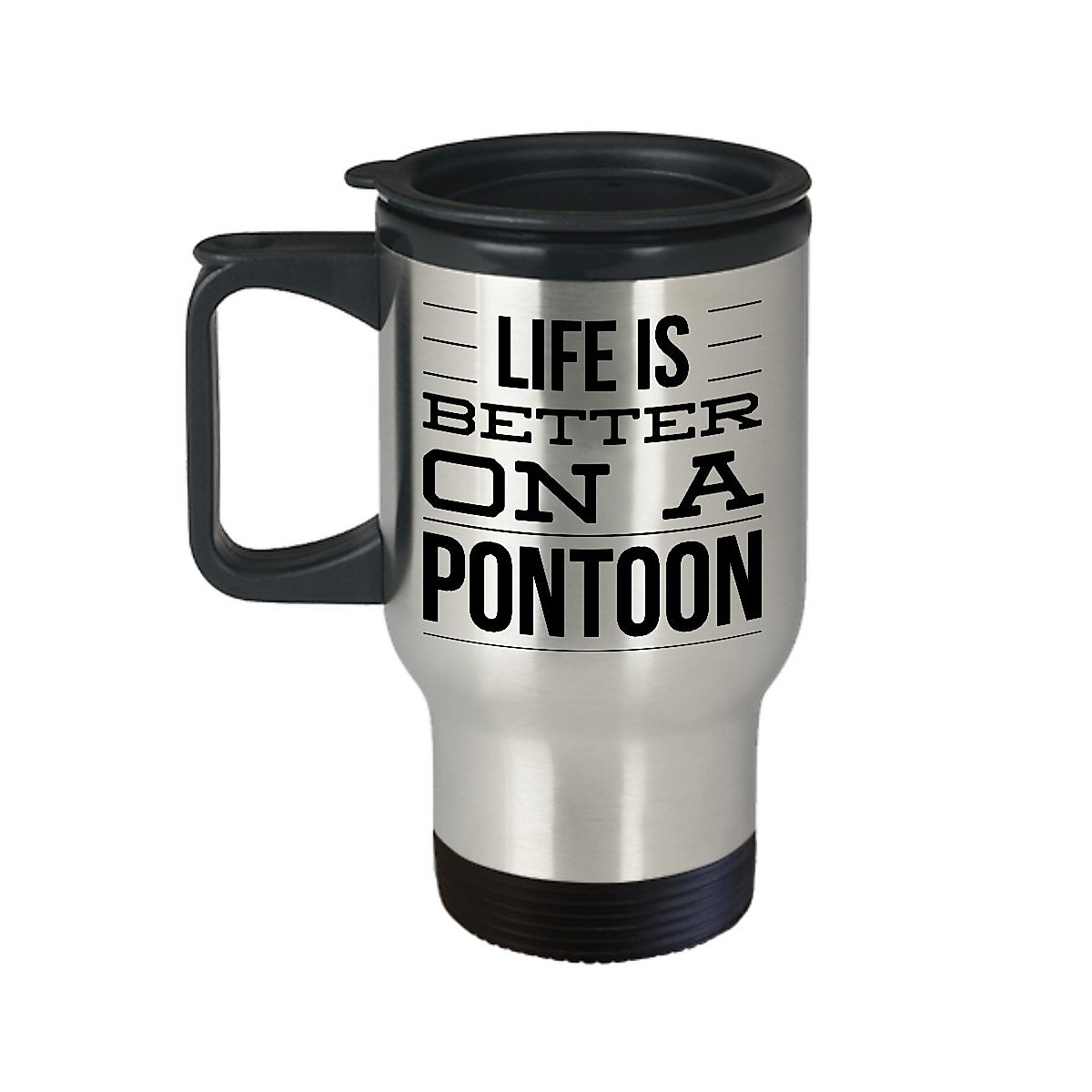 HollyWood & Twine Pontoon Boat Coffee Mug - Life is Better on a Pontoon Stainless Steel Insulated Travel Coffee Cup with Lid