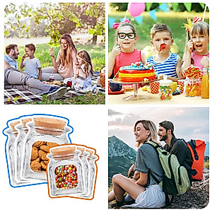 100 pcs Reusable Mason Jar Bags,Large Food Storage Ziplock Bags,5.5" X 7.8" Cute Plastic Zipper Leakproof Bags for Freezer Kitchen Camping Picnic Organizer