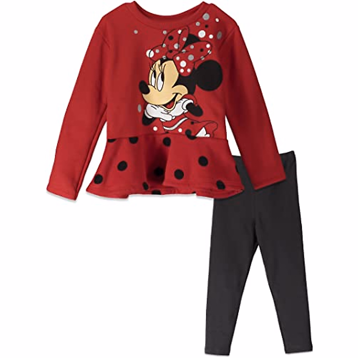 Disney Minnie Mouse Infant Baby Girls Fleece Sweatshirt and Leggings Outfit Set Red/Black 18 Months