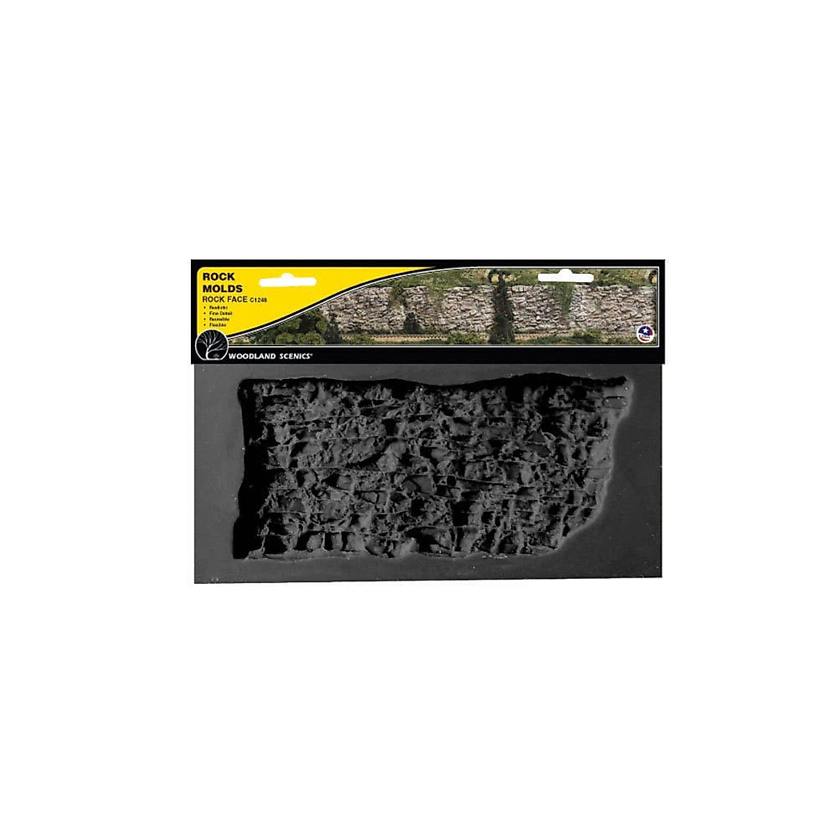 Woodland Scenics WC1248 Universal Rubber Mould Rock Wall (L x W) 266 mm x 127 mm Black