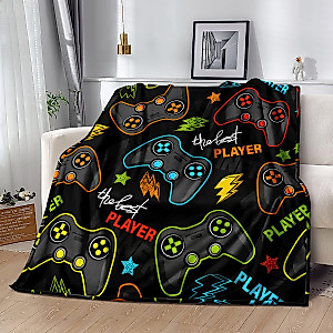 lirs Bedding Gaming Throw Blanket 60" x 50’’ Super Soft, Fleece, Gamer Gift for Couch Sofa for for Kids Boys Teens Video Game (MT-A11, 60’’x50)