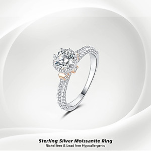 GUYOICHT 1 Carat Center Main Stone-925 Sterling Silver Moissanite Engagement Ring for Women, Size 5-8 (style 5, 7)