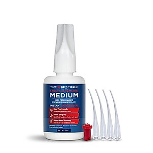 Starbond 1 oz. Medium CA Glue (Premium Cyanoacrylate Super Glue) for Quick Glue-ups. Woodworking, Woodturning, Hobby Models…
