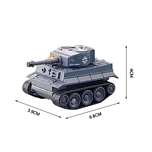 Mini German WW2 Tiger Battle Tank Gray RC 1/72 Scale Model IR Remote Control Military Vehicle with LED
