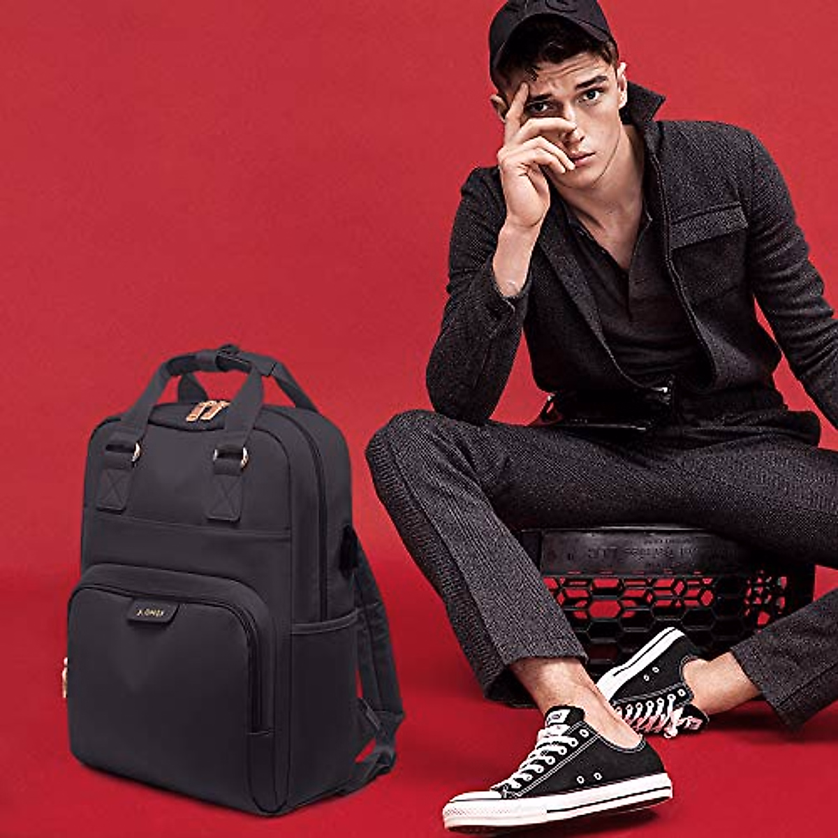 Travel Backpack for Women Men, Laptop Backpack Large Capacity Backpack for School with USB Charging Port, Work Laptop Bag Water Resistant, Waterproof Backpack Anti Theft-Black