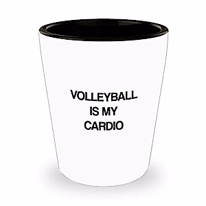 Funny Volleyball Volleyball Is My Cardio Shot Glass Unique Ceramic for Volleyball Coach 1.4 Oz Birthday Stocking Stuffer