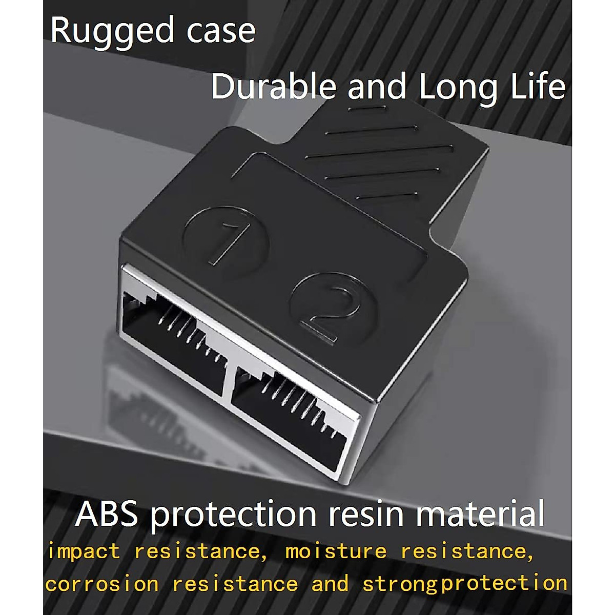 RJ45 Ethernet Splitter Adapter, 2 Pack 1 to 2 Ethernet Splitter 8P8C Socket Extender to Connect to LAN Network Internet Splitter Adapter, for Cat5, 5e, Cat6, Cat7, Black