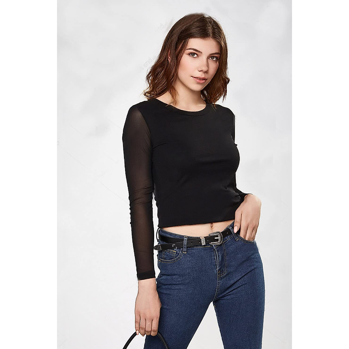 INOGIH Western-Leather-Belts-Women Vintage Waist-Belts with Hollow Out Flower Buckle