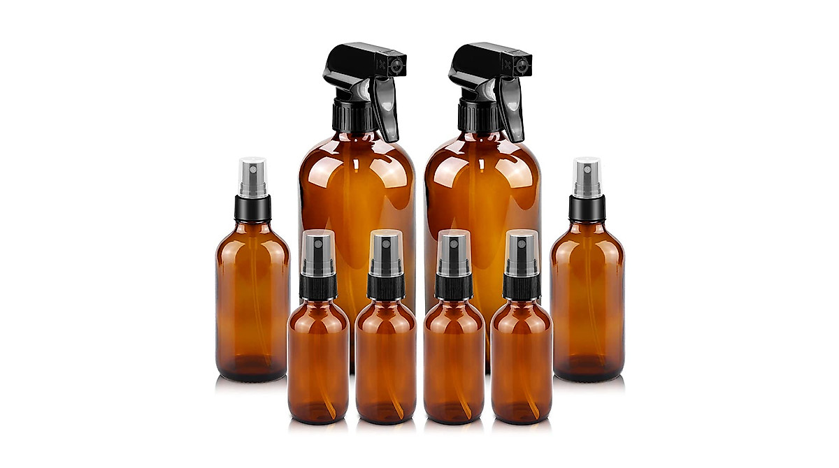 Worldgsb Amber Glass Spray Bottles - Eco-Friendly & Refillable