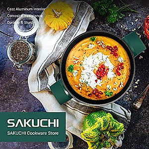 Sakuchi Nonstick Stock Pot Induction Cooking Soup Pot with Lid 2.5 QT, Green
