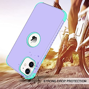 BENTOBEN iPhone 12 Mini Case, Phone Case iPhone 12Mini, Heavy Duty 2 in 1 Full Body Rugged Shockproof Protection Hybrid Hard PC Bumper Drop Protective Girls Women Boy Men 12 Mini 5.4 Cover,Purple/Mint